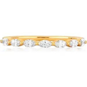 Ef Collection 14k Gold Half Marquise Diamond Band - 14k Yellow Gold