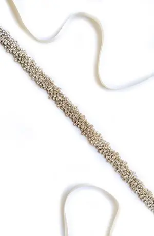 Brides & Hairpins Calista Swarovski Crystal Sash - Silver