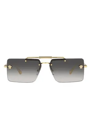 Versace 60mm Gradient Rectangle Sunglasses - Gold/gray