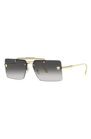 Versace 60mm Gradient Rectangle Sunglasses - Gold/gray