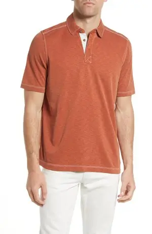 Johnston & Murphy Slub Modal Blend Polo - Rust