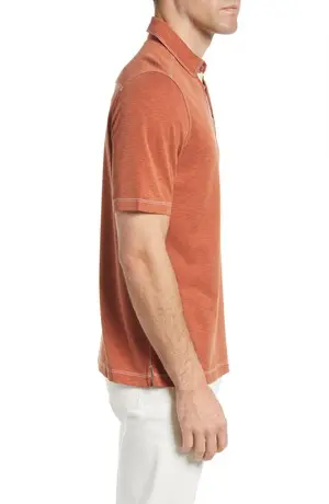 Johnston & Murphy Slub Modal Blend Polo - Rust