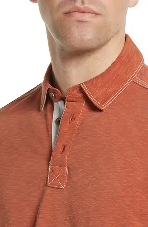 Johnston & Murphy Slub Modal Blend Polo - Rust
