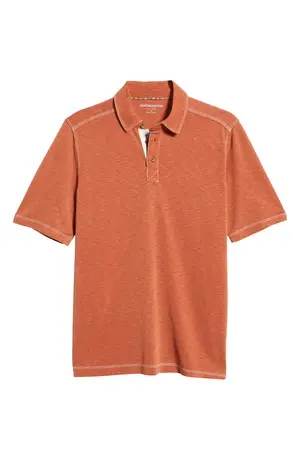 Johnston & Murphy Slub Modal Blend Polo - Rust