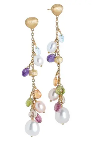 Marco Bicego Paradise Semiprecious Stone Long Drop Earrings - Yellow Gold