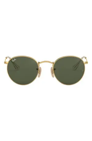 Ray-ban Ray-Ban 50mm Round Frame Sunglasses Crystal Green