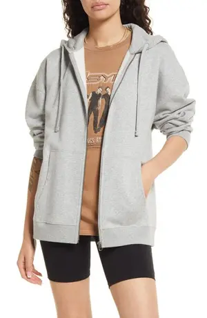 Bp. Oversize Organic Cotton Blend Zip Hoodie Grey Heather