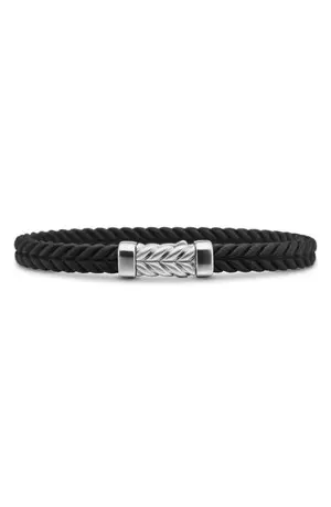 David Yurman Chevron Rubber And Sterling Silver Bracelet - Black