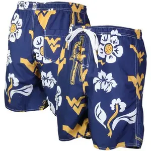 WES & WILLY West Virginia Mountaineers Floral Swim Trunks - Navy