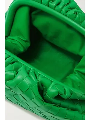 Bottega Veneta Pouch Teen Intrecciato Leather Clutch - Green