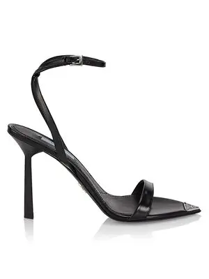 Prada Women's Metallic Leather High-Heel Sandals - Nero  Nero