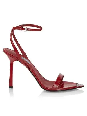 Prada Women's Metallic Leather High-Heel Sandals - Nero  Scarlatto