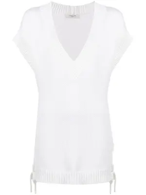 CHARLOTT Ribbed-knit V-neck Top