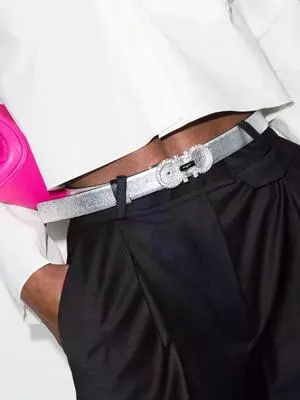 FERRAGAMO Gancini Buckle Belt - Silver