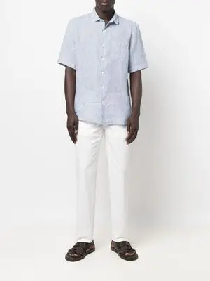 Sunspel Striped Linen Shirt - White