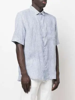 Sunspel Striped Linen Shirt - White