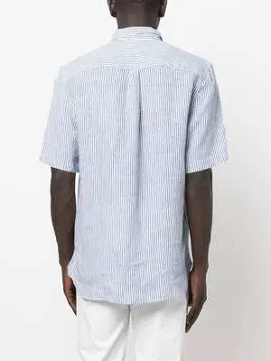 Sunspel Striped Linen Shirt - White