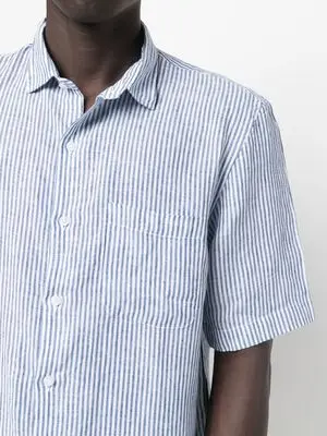 Sunspel Striped Linen Shirt - White