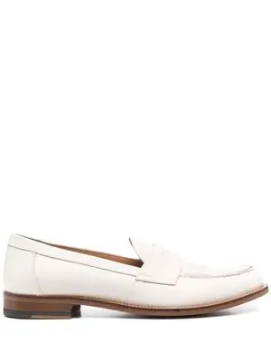 SCAROSSO Harper Leather Penny Loafers - White