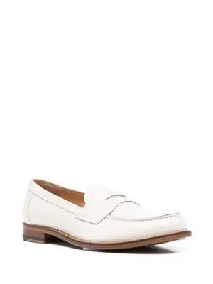 SCAROSSO Harper Leather Penny Loafers - White