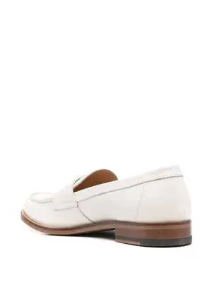 SCAROSSO Harper Leather Penny Loafers - White