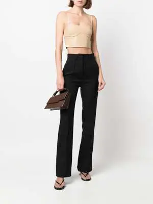 Off-White Cropped Leather Bustier Top