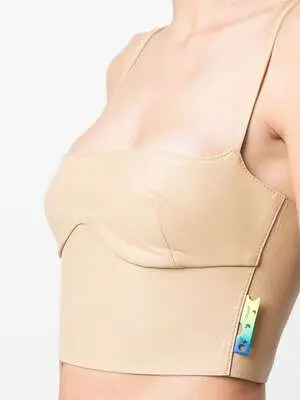 Off-White Cropped Leather Bustier Top