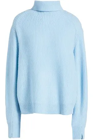 Rag & Bone Pierce Brushed Ribbed Cashmere Turtleneck Sweater - Light Blue