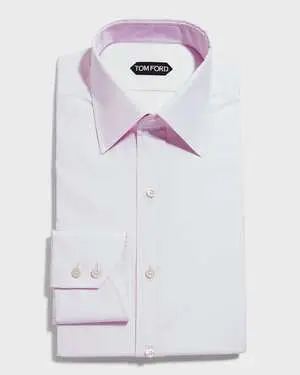 TOM FORD Solid Point Collar Dress Shirt Br Pnk Sld