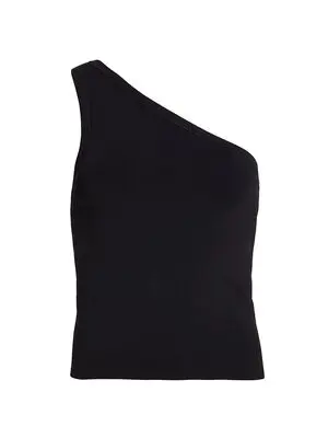 Alice + Olivia Women's Elden One-Shoulder Tank Top - Soft White - Size Large - Soft White  - Black