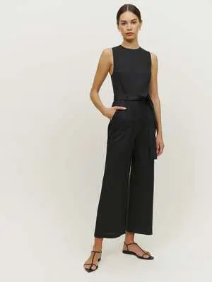 REFORMATION Naomi Linen Jumpsuit - Black