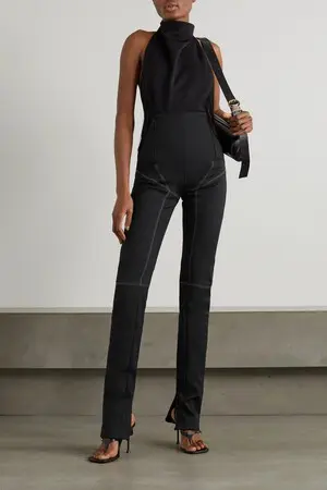 MAXIMILIAN Paneled Stretch-scuba Skinny Pants