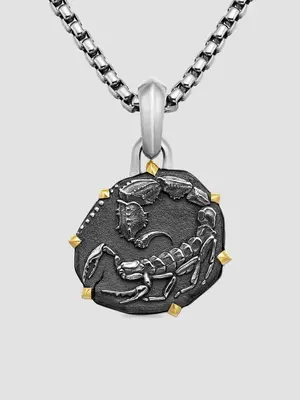 David Yurman Amulet In Sterling Silver With 18k Yellow Gold, 33mm - Scorpio