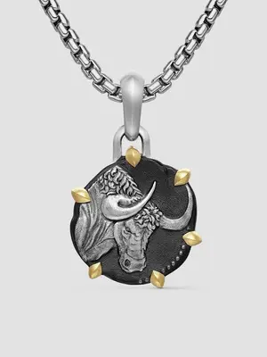 David Yurman Amulet In Sterling Silver With 18k Yellow Gold, 33mm - Taurus