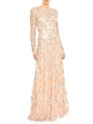 Mac Duggal Bead & Sequin-embellished A-line Gown