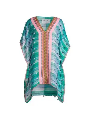 Pitusa Loop Woven Mini Thobe Caftan - Blue