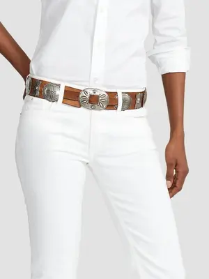 Ralph Lauren Casted Concho Leather Belt - Brown