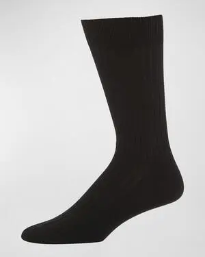 Marcoliani Ribbed Wool Dress Socks - Black