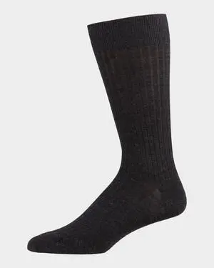 Marcoliani Ribbed Wool Dress Socks - Charcoal