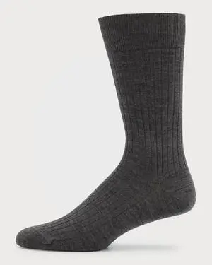 Marcoliani Ribbed Wool Dress Socks - Silver