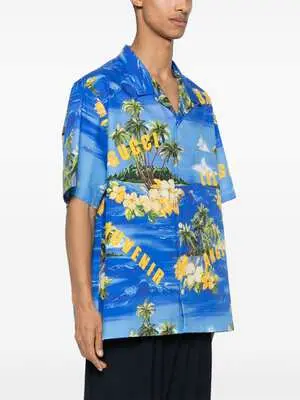 Gucci Palm Tree-print Bowling Shirt - Blue