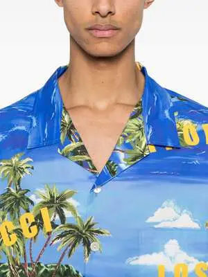 Gucci Palm Tree-print Bowling Shirt - Blue