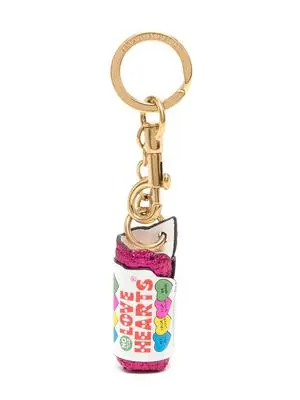 ANYA HINDMARCH Love-hearts Leather Keyring - White