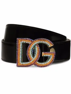 Dolce & Gabbana Dg-logo Patent Leather Belt - Black