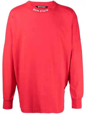 Palm Angels Logo-print Long-sleeve Top - Red