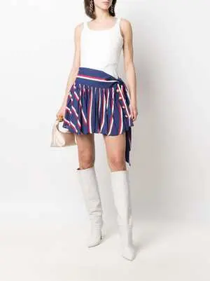 Balmain Pleated Striped Miniskirt