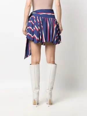 Balmain Pleated Striped Miniskirt