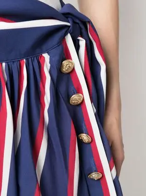 Balmain Pleated Striped Miniskirt