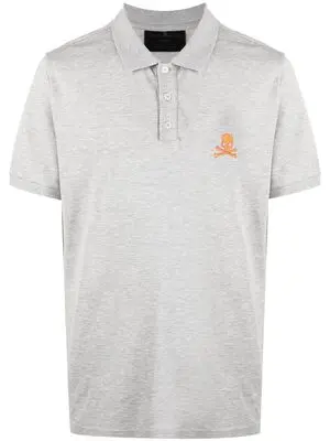 Philipp Plein Skull Print Polo Shirt - Grey