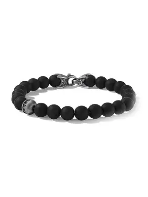 David Yurman Spiritual Bead Diamond Onyx & Sterling Silver Bracelet - Black